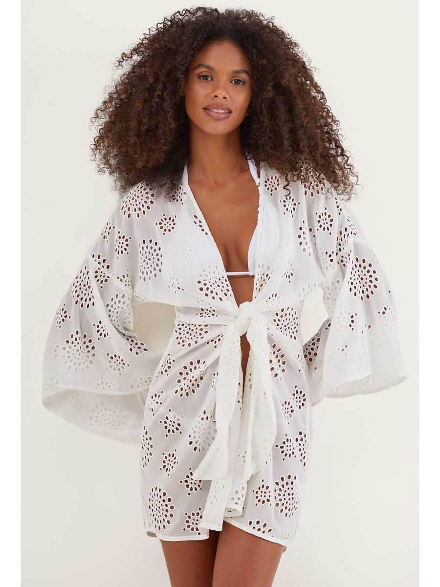 ViX Eyelet Perola Short Cover-Up in Off-white – Sandpipers